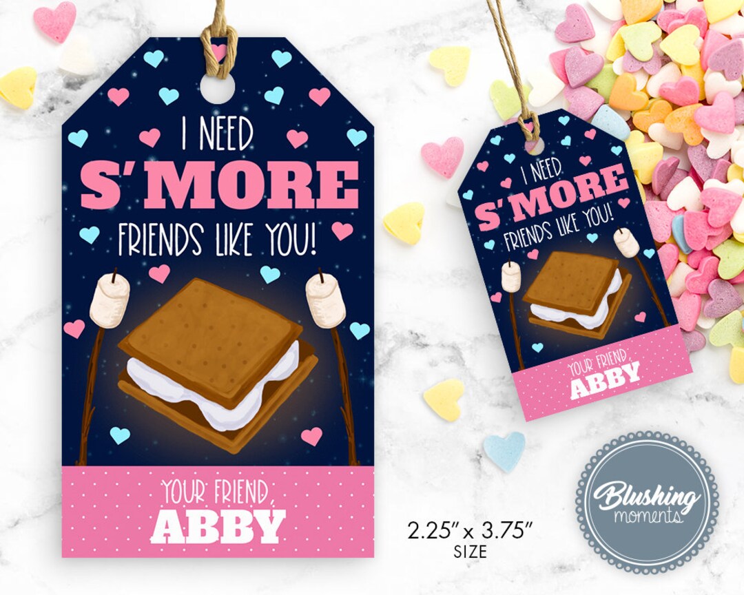 S'MORE Valentine's Day Tags, Printable Valentine, Classroom School ...
