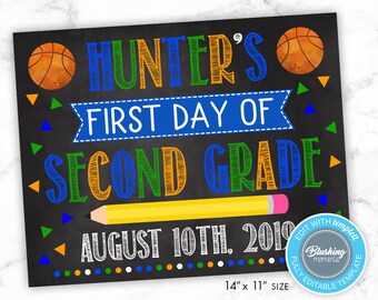 Editable First Day of School Sign, Printable Chalkboard Back to School ...