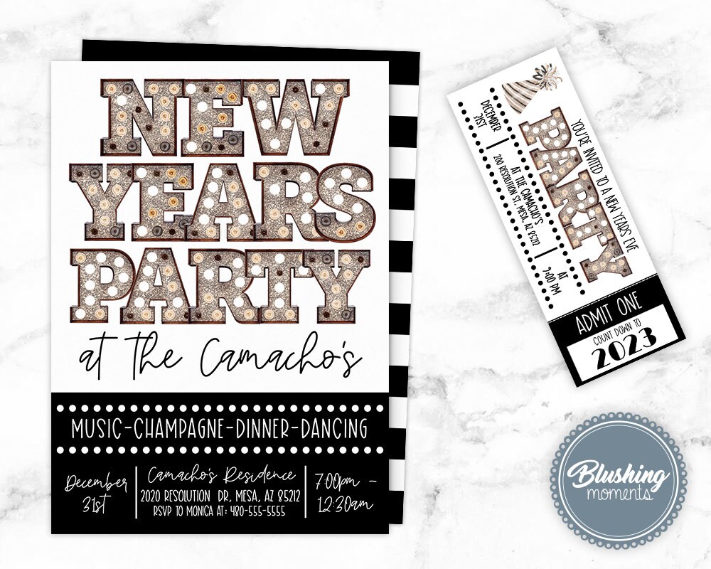 EDITABLE New Years Eve Invitation NYE Party Ticket - Etsy