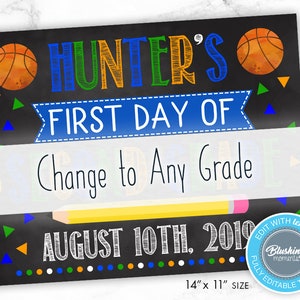 EDITABLE First Day of School Sign, Printable Back to School Sign ...