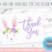 Easter Thank You Card, Printable Thank You Card, Easter Bunny Thank You ...