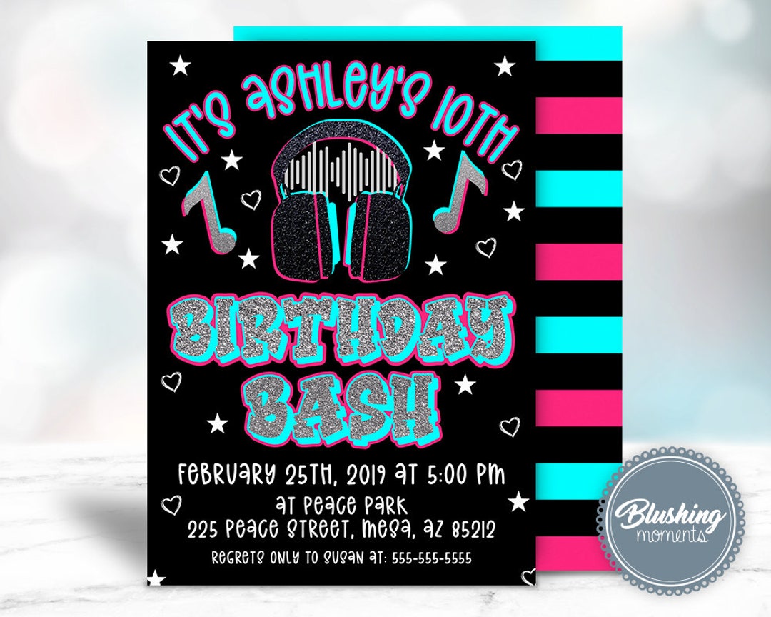 Invitación de cumpleaños musical-Invitación digital a fiesta musical ...