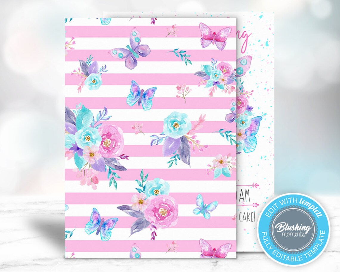 EDITABLE Butterfly Birthday Invitationbutterfly Partyspring - Etsy