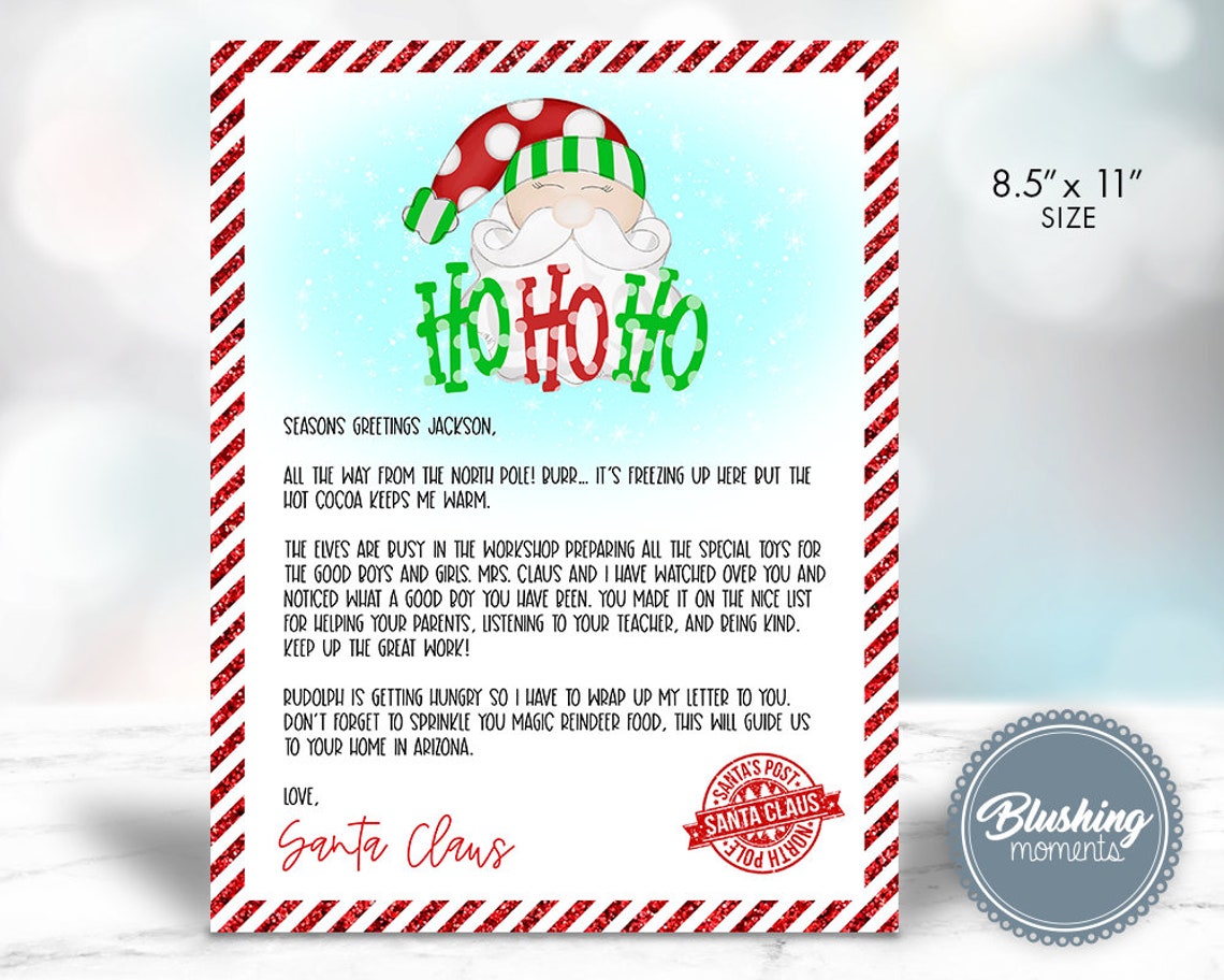 EDITABLE Letter from Santa Printable Santa Letter North Pole | Etsy