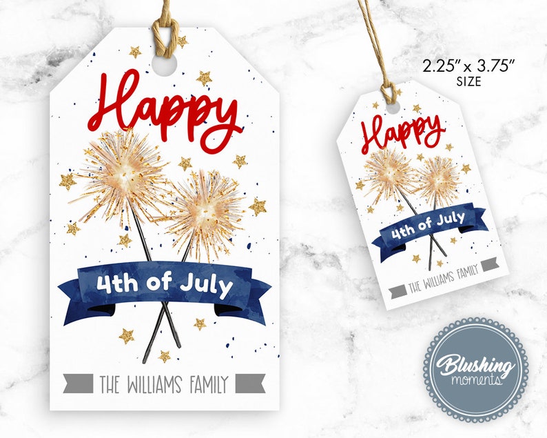 Happy 4th of July Favor Tag Template, Sparkler Party Favor, Instant ...