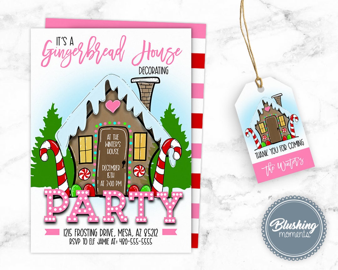 EDITABLE Christmas Birthday Invitation Set, Gingerbread House ...
