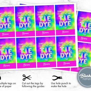 EDITABLE Tie Dye Tag-printable Rainbow Tie-dye Thank You Tags-tie Dye ...
