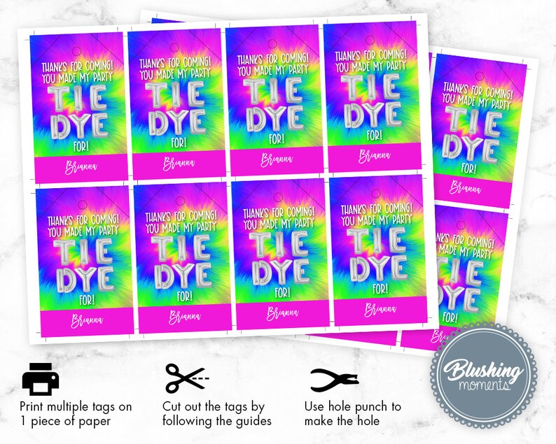 EDITABLE Tie Dye Tag-printable Rainbow Tie-dye Thank You Tags-tie Dye ...