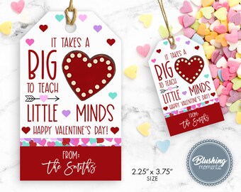 Valentine Teacher Gift Tags Takes a Big Heart to Teach Little - Etsy
