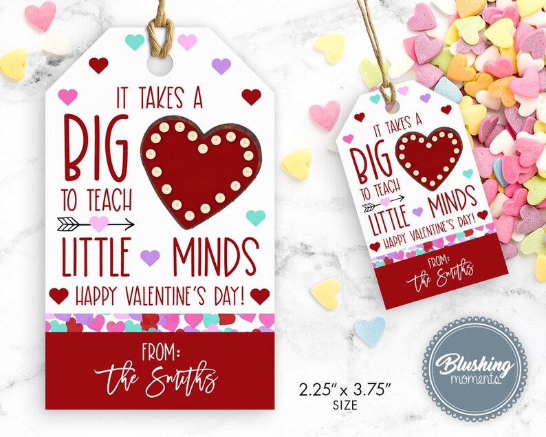 Teacher Valentines Day Tags-it Takes A Big Heart to Teach - Etsy