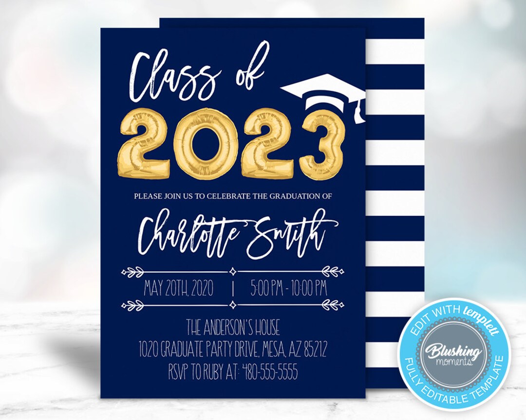 EDITABLE Graduation Invitation Class of 2023 Invitations - Etsy