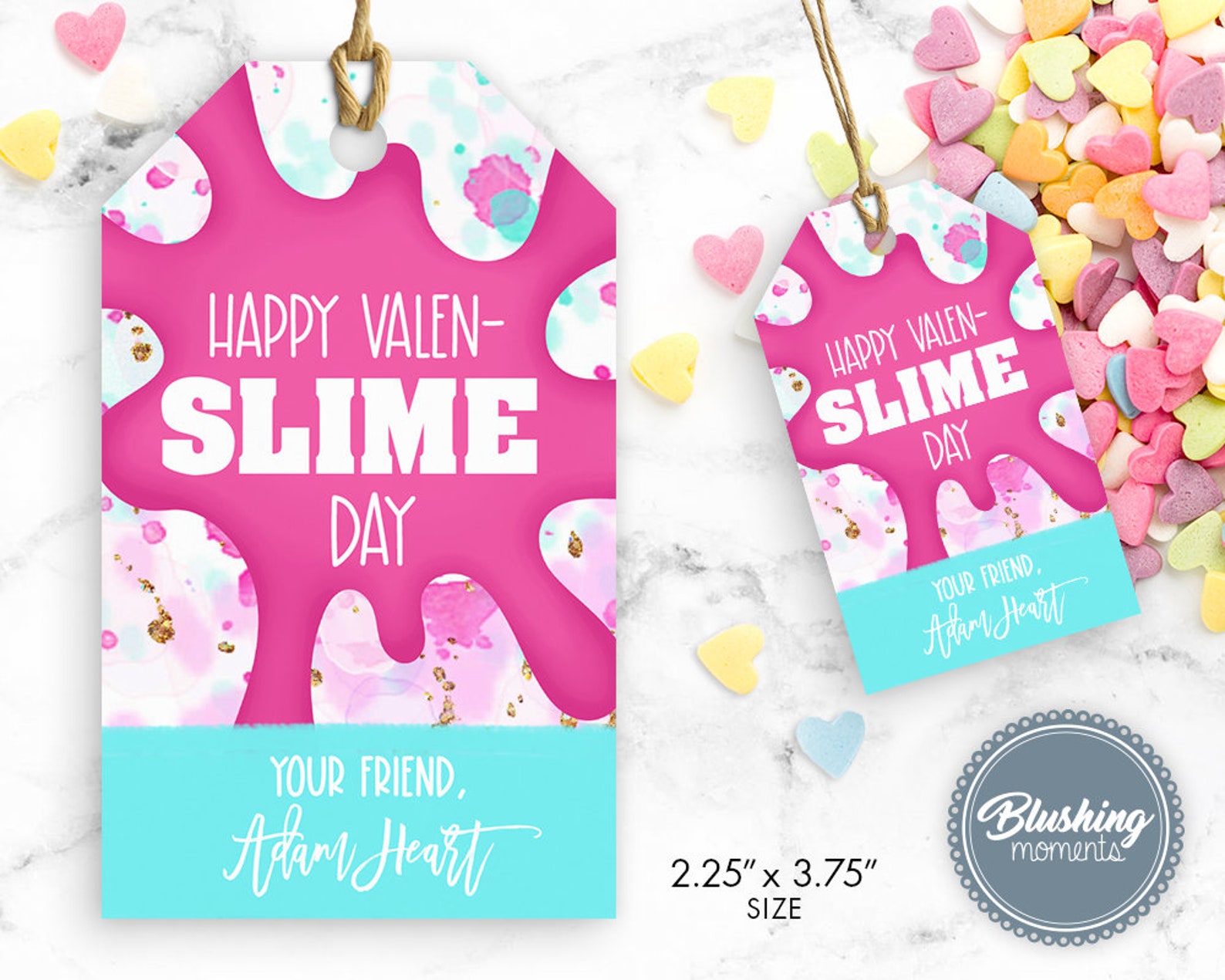 Slime Valentine's Day Tags Printable Valentine Classroom | Etsy