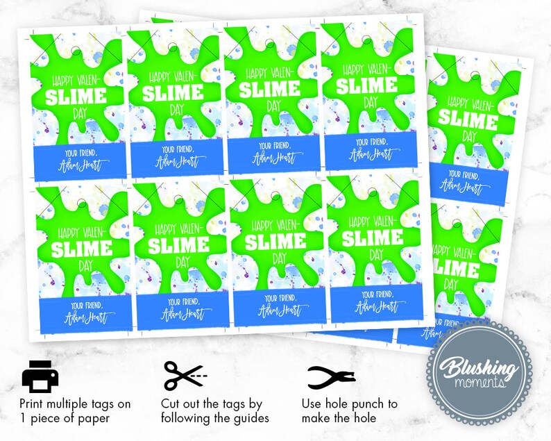Slime Valentine's Day Tags Printable Valentine Classroom | Etsy