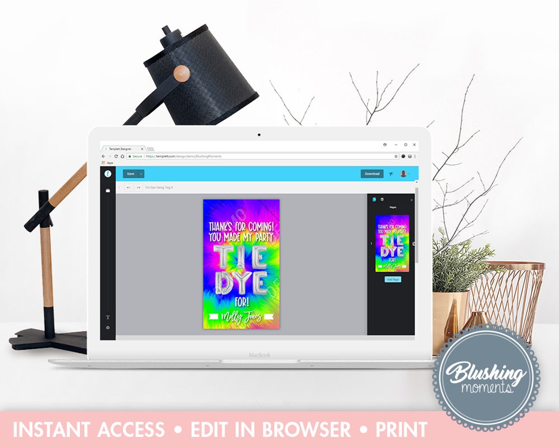 Tie Dye Tag-printable & Editable Rainbow Tie-dye Thank You | Etsy