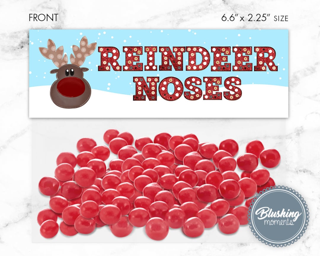 EDITABLE Reindeer Noses Treat Bag Topper, Christmas Bag Toppers ...