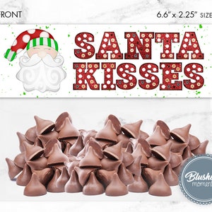 EDITABLE Santa Kisses Treat Bag Topper, Christmas Bag Toppers, Santa ...