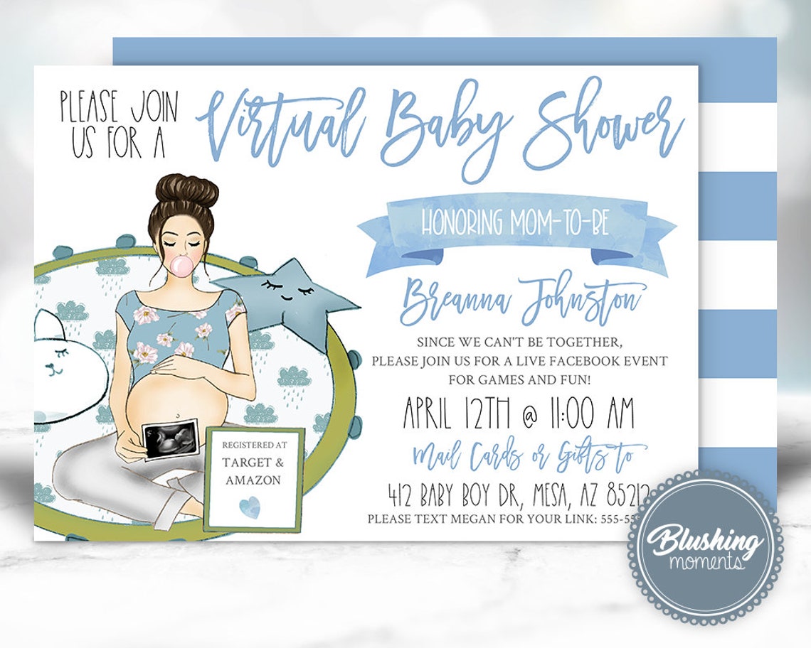 Virtual Baby Shower Invitation Boy Baby Shower by Mail - Etsy
