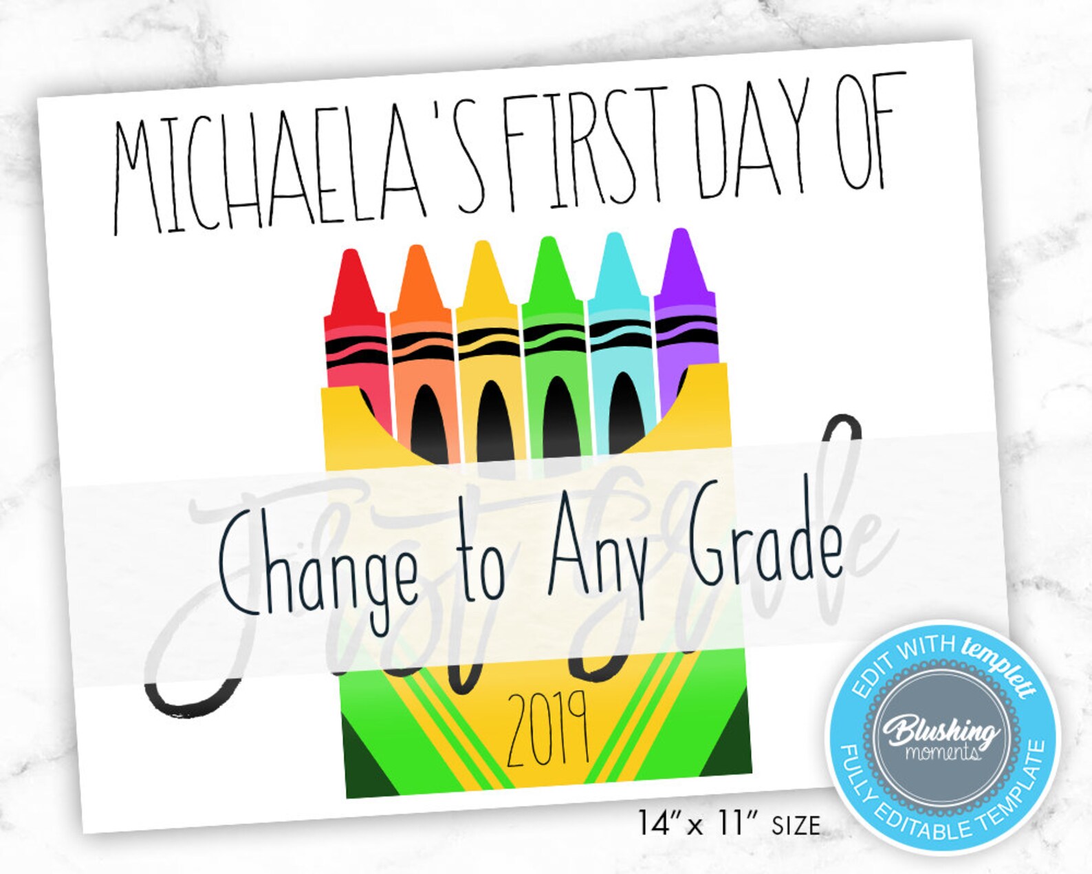 EDITABLE First Day of School Sign Printable Back to School - Etsy