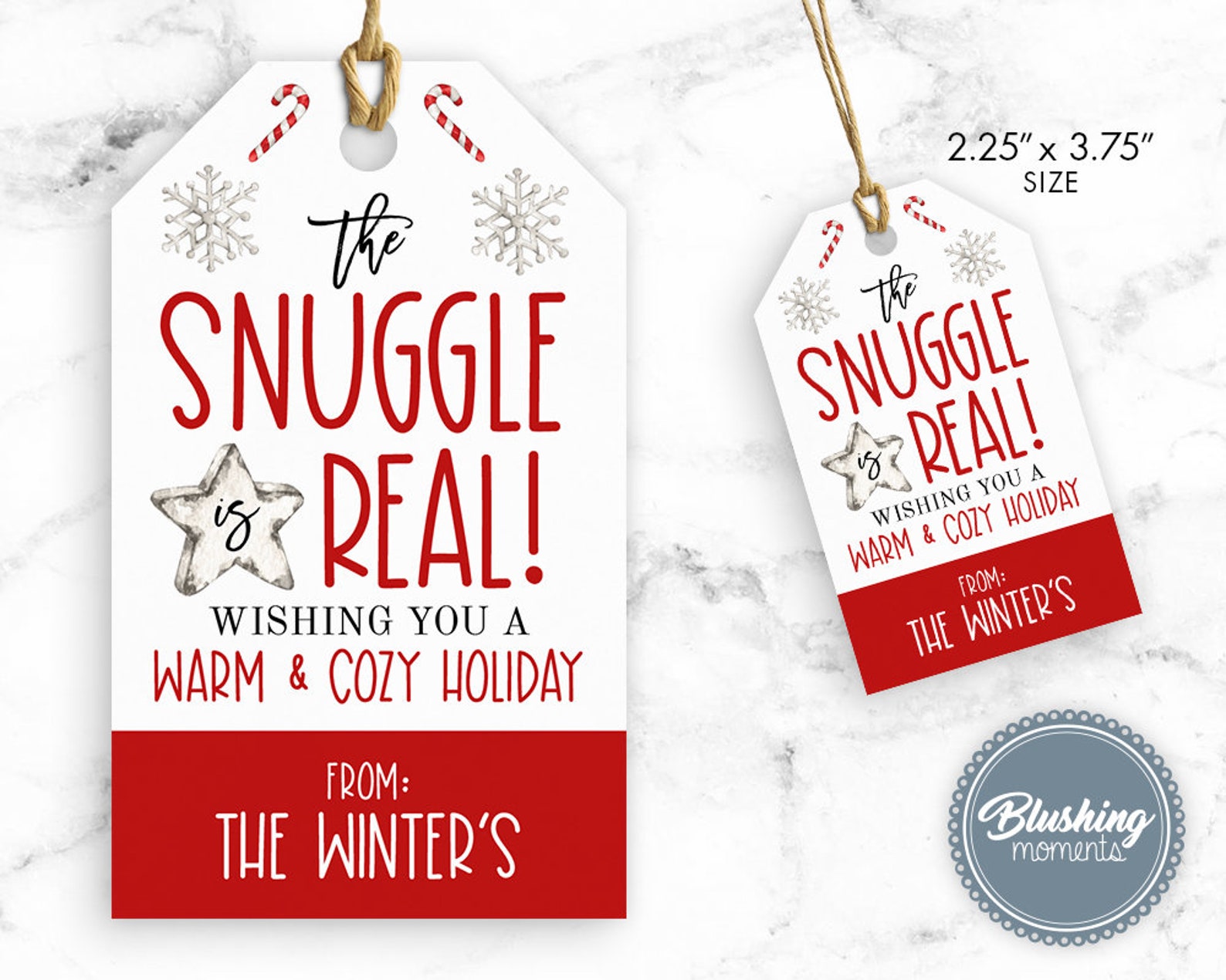 Christmas Gift Tags-the Snuggle is Real-secret Santa-white - Etsy