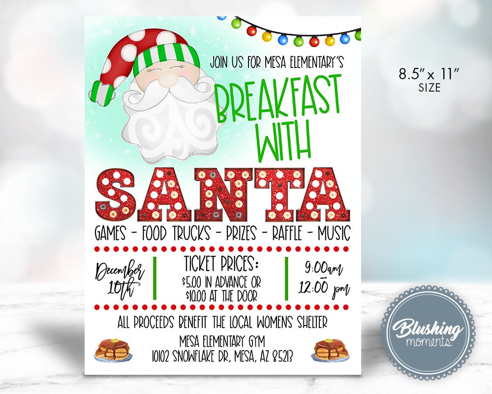 EDITABLE Breakfast With Santa Flyer Pancakes With Santa - Etsy