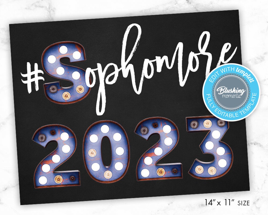 EDITABLE Sophomore First Day of School Sign, Printable Back to School ...