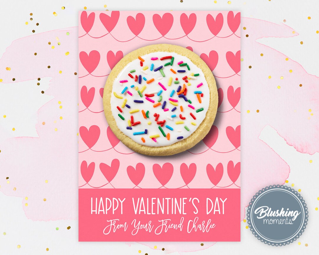 Cookie Card Valentine Template Printable Diy-editable Mini Cookie Cards ...