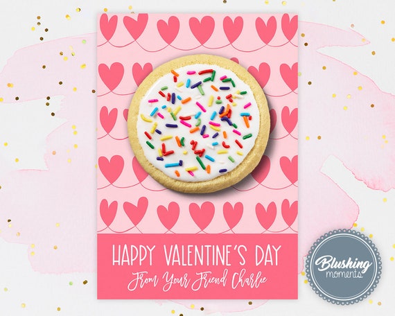 Cookie Card Valentine Template Printable Diy-editable Mini | Etsy