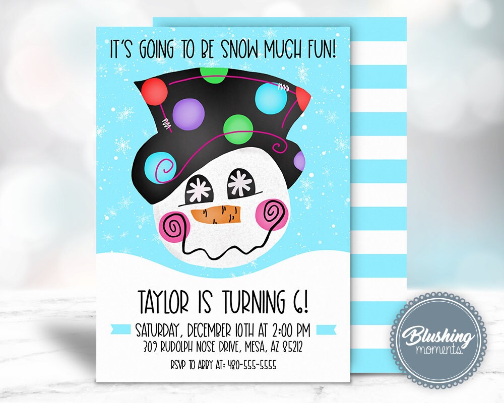 EDITABLE Snowman Invitation Winter Birthday Invitations | Etsy