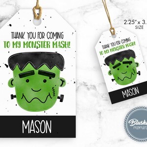 EDITABLE Halloween Monster Thank You Gift Tags, Frankenstein, Halloween ...