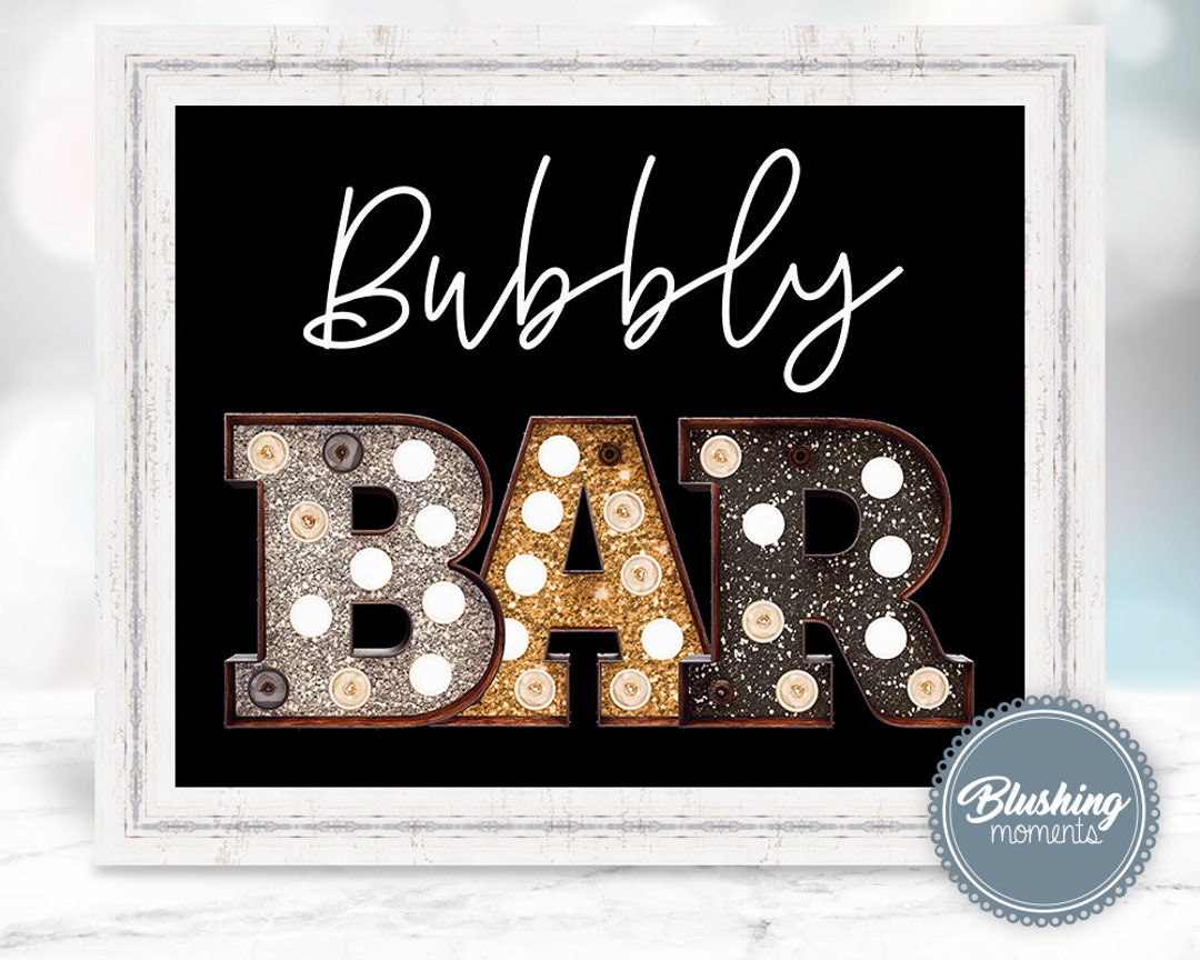 Printable Bubbly Bar Sign, New Years Party Decorations, Mimosa or ...