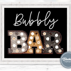 Printable Bubbly Bar Sign, New Years Party Decorations, Mimosa or ...