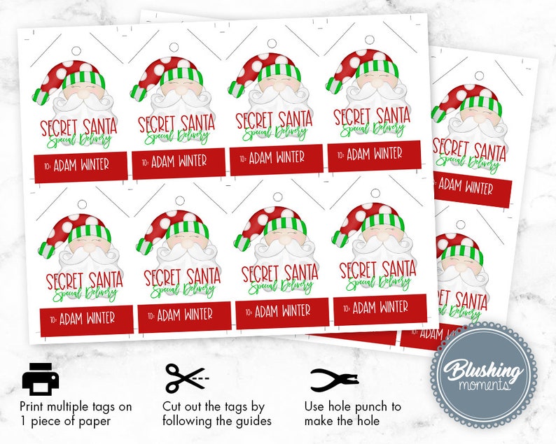 SECRET SANTA Tags-printable Christmas Secret Santa Claus | Etsy