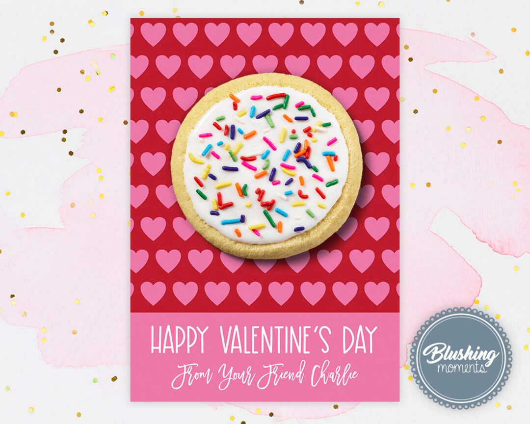 Cookie Card Printable Valentine Template Diy-editable Mini Cookie Cards ...