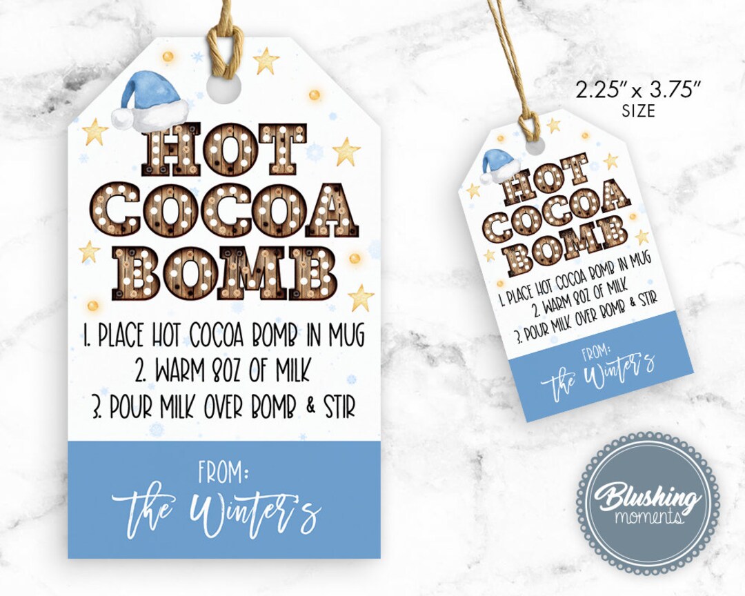 Hot Cocoa Bomb-christmas Gift Tags-hot Chocolate-secret Santa-white ...