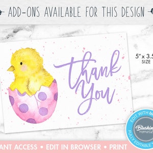 Easter Thank You Card, Printable Thank You Card, Easter Egg Thank You ...