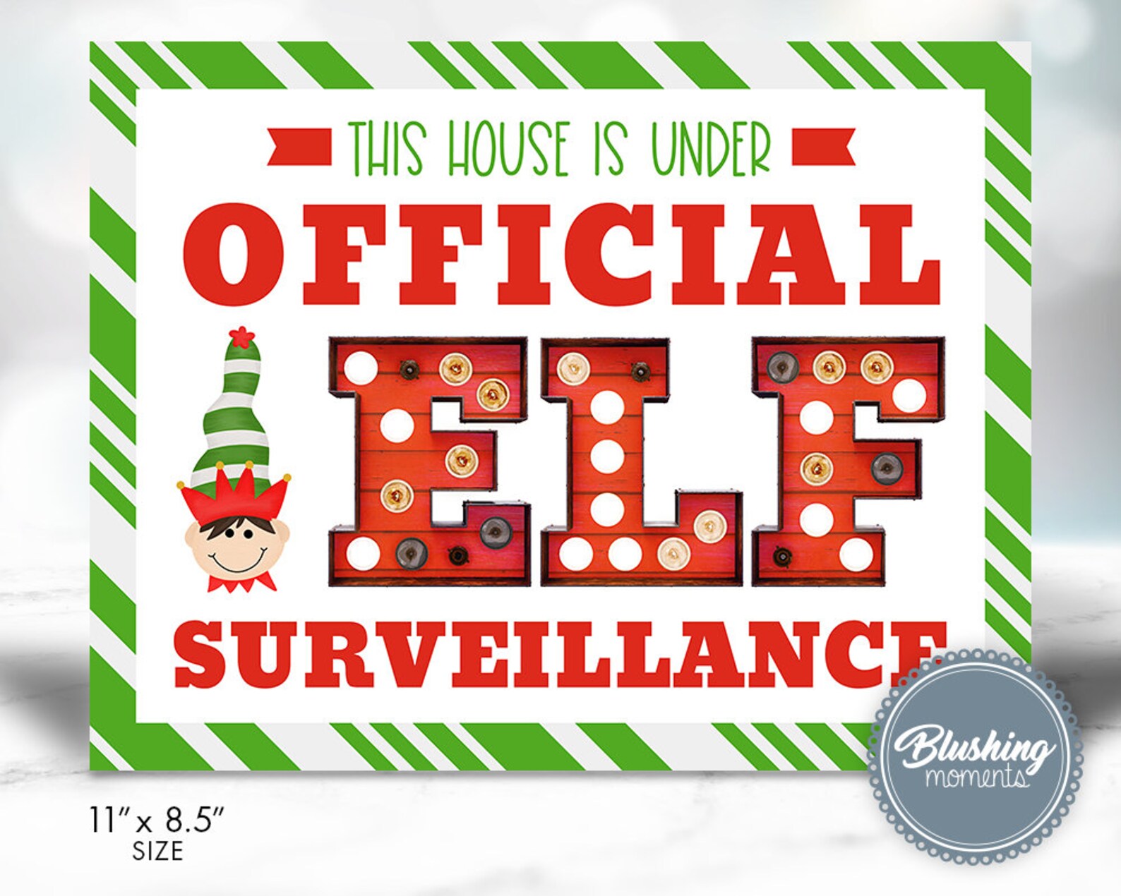 EDITABLE ELF Surveillance Sign Set, Elf Cam, This House is Under Elf ...