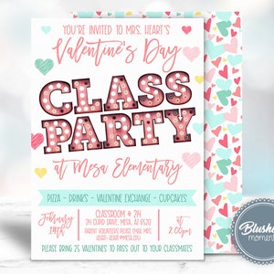 Editable Valentines Day Invitation, Printable Valentine School Class ...
