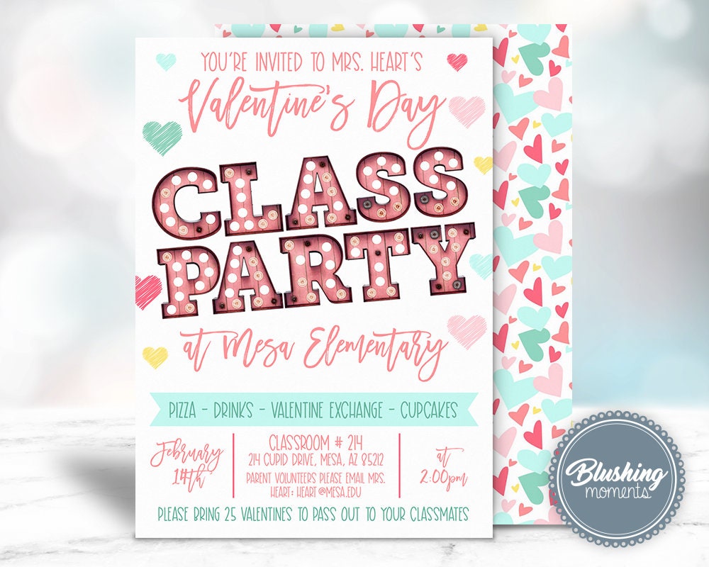 Editable Valentines Day Invitation Printable Valentine School | Etsy