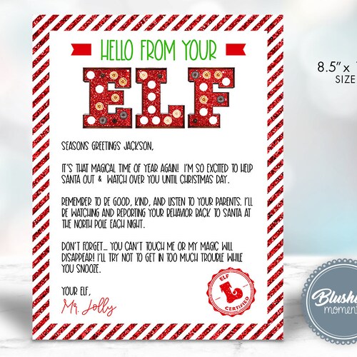Printable Hello From Your Elf Letter Editable Elf Arrival - Etsy