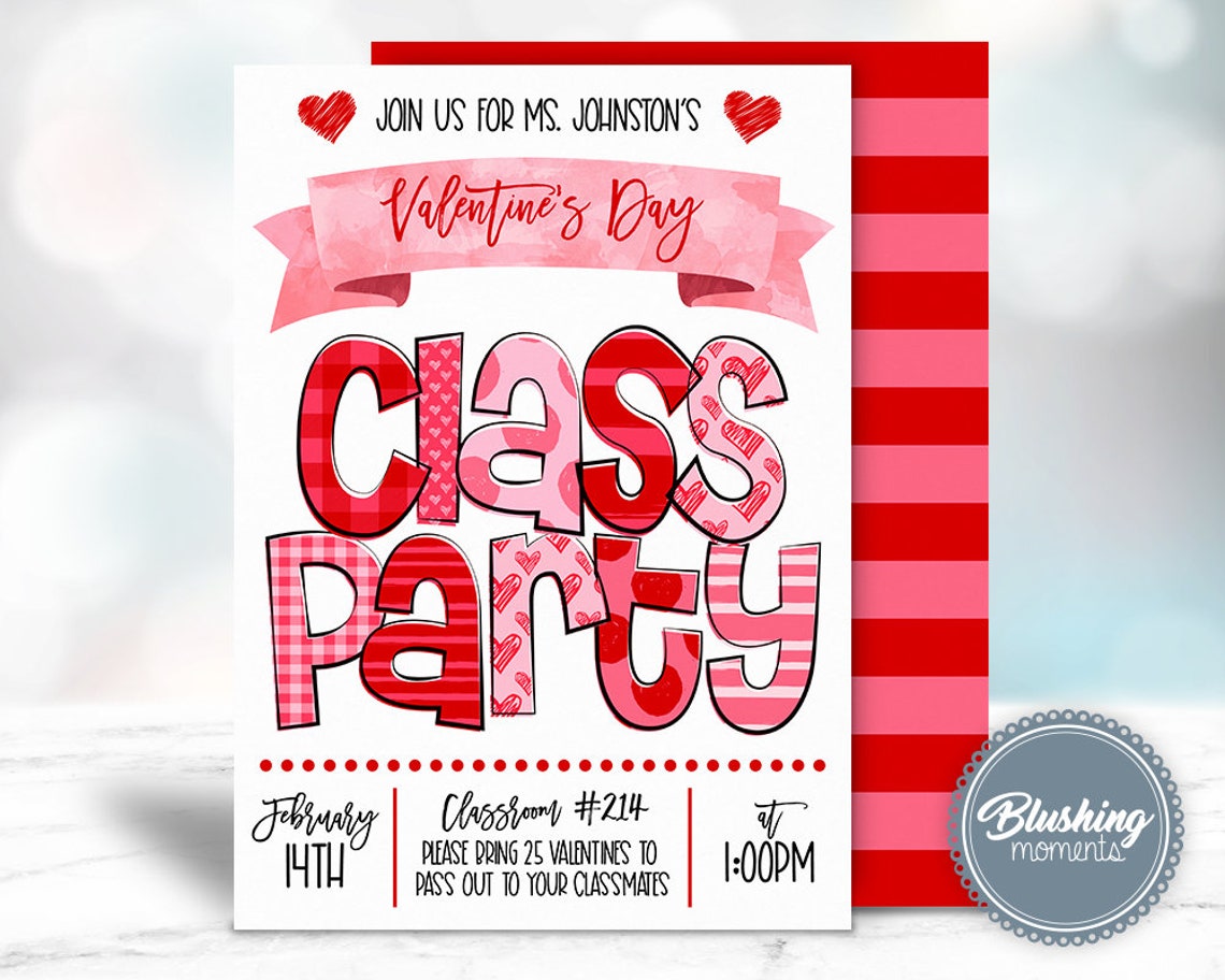 Editable Valentines Day Invitation, Printable Valentine School Class ...