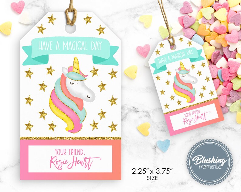 Unicorn Valentine's Day Tags Printable Valentine - Etsy