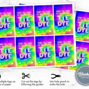 Tie Dye Tag-printable & Editable Rainbow Tie-dye Thank You Tags-tie Dye ...