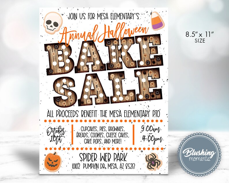 EDITABLE Halloween Bake Sale Flyer Halloween Festival - Etsy