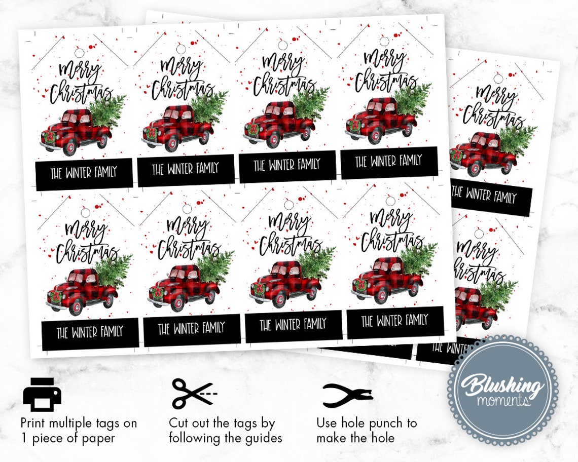 EDITABLE Christmas Truck Hang Tags, Thank You Tag, Christmas Party ...