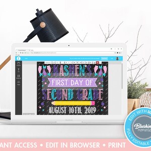 EDITABLE First Day of School Sign, Printable Back to School Sign ...