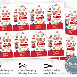 Bubble Gum Valentine's Day Tags, Printable Valentine, Classroom School ...