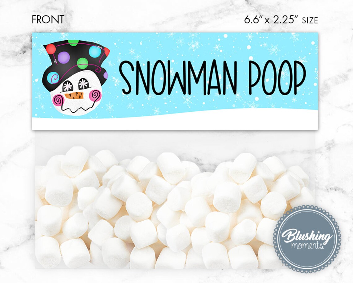 EDITABLE Snowman Poop Treat Bag Topper Christmas Bag Toppers - Etsy
