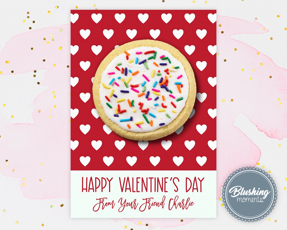 Printable COOKIE CARD VALENTINE-3.5x5 Editable | Etsy