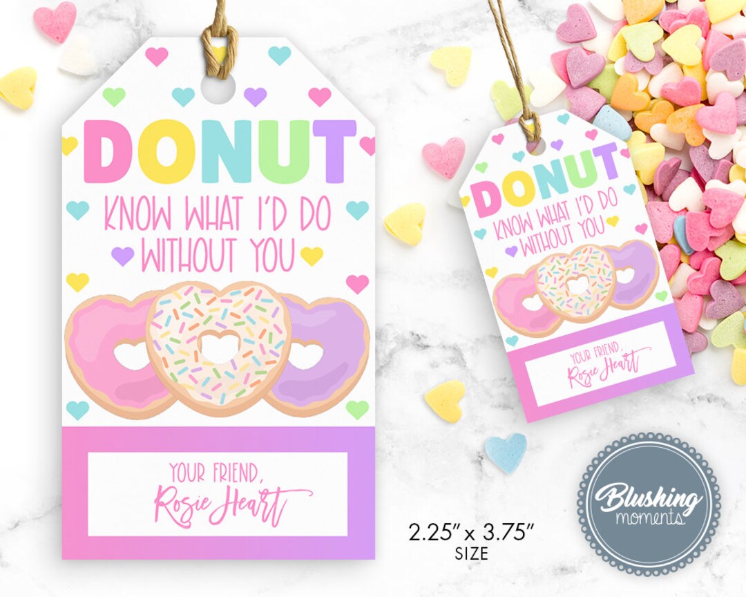 EDITABLE Donut Valentines Day Tags, Printable Valentine, Classroom ...