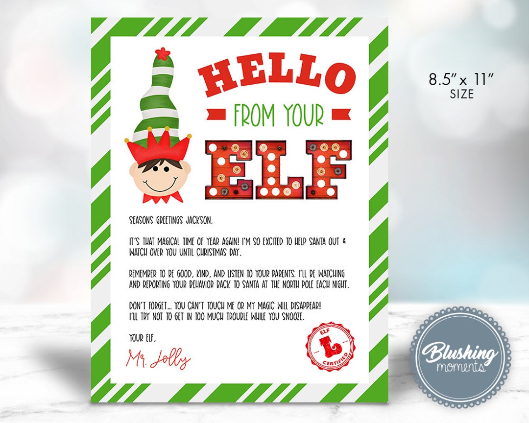 EDITABLE ELF Letter, Hello From Your Elf, Elf Arrival Letter,elf ...